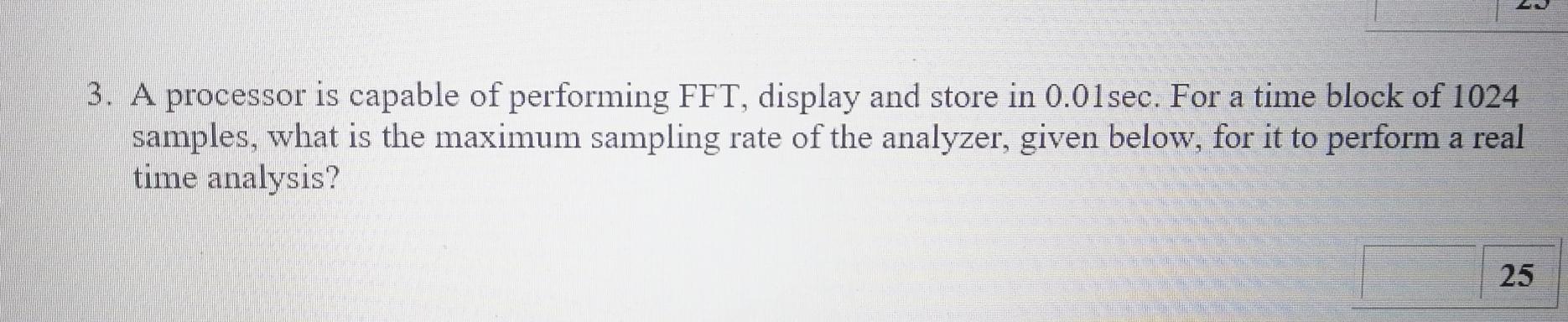 Solved 3. A processor is capable of performing FFT, display | Chegg.com