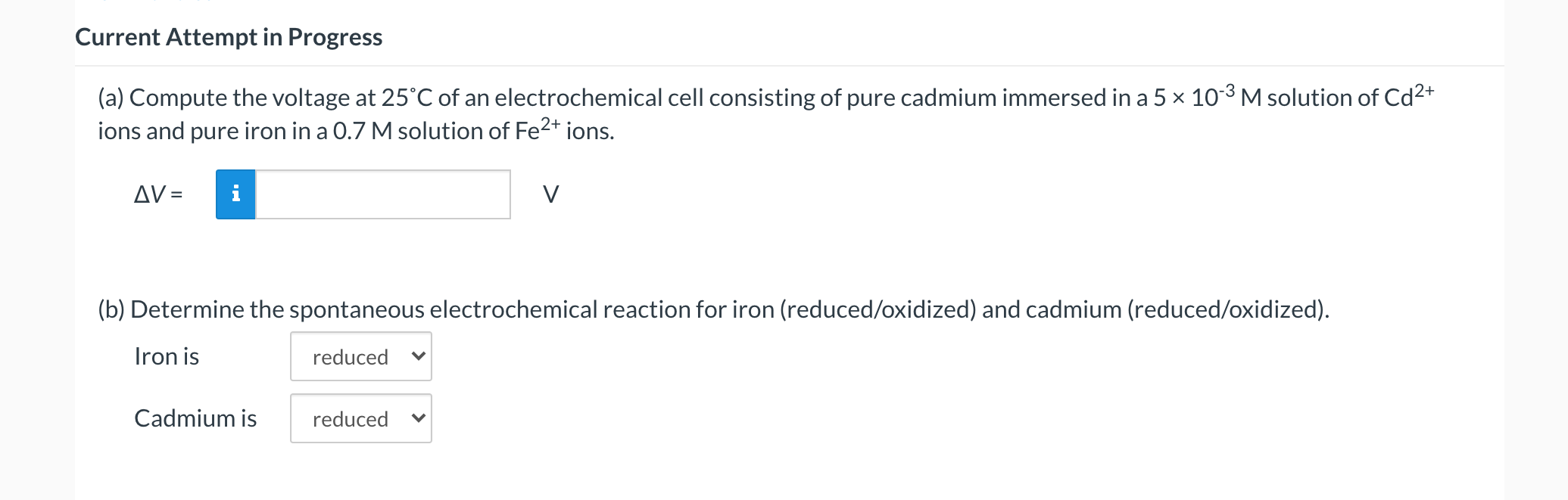 Solved Current Attempt in Progress (a) Compute the voltage | Chegg.com
