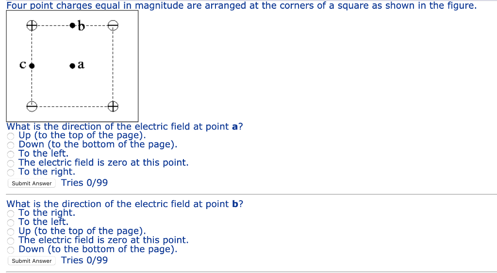 Solved Four point charges equal in magnitude are arranged at | Chegg.com