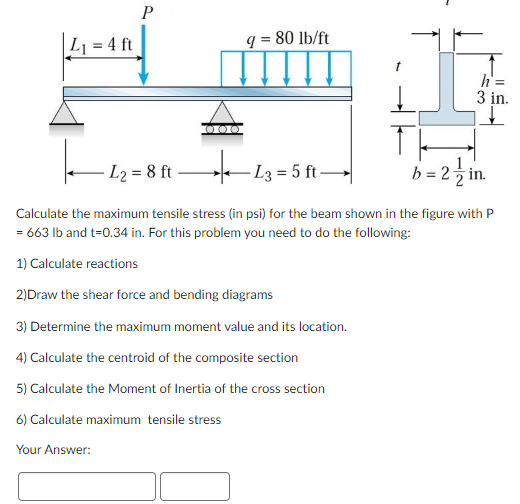 Solved Calculate the maximum tensile stress (in psi) for the | Chegg.com