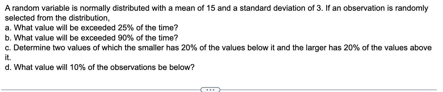 Solved A random variable is normally distributed with a mean | Chegg.com