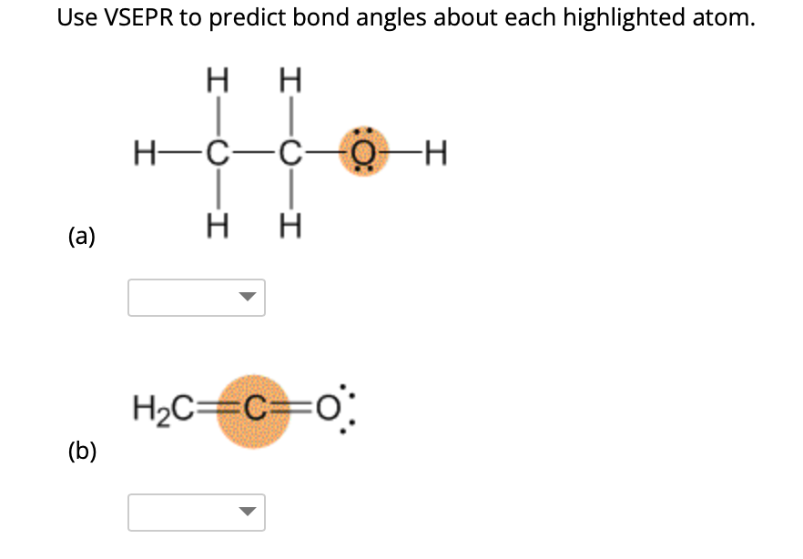 Solved Use VSEPR to predict bond angles about each | Chegg.com