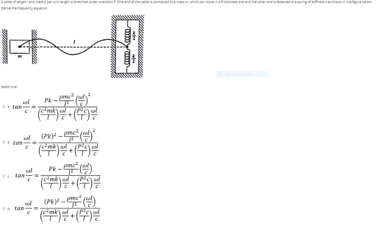 Solved A cable of length and mass p per unit length is | Chegg.com