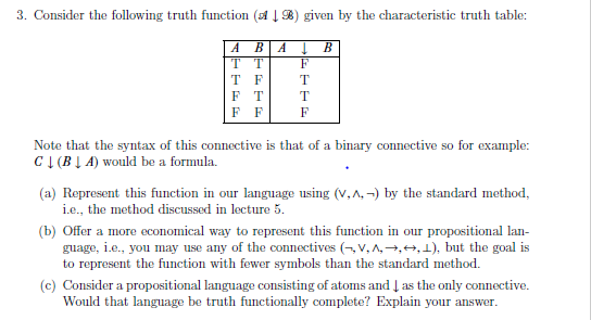 Solved 3. Consider the following truth function (1 ) given | Chegg.com