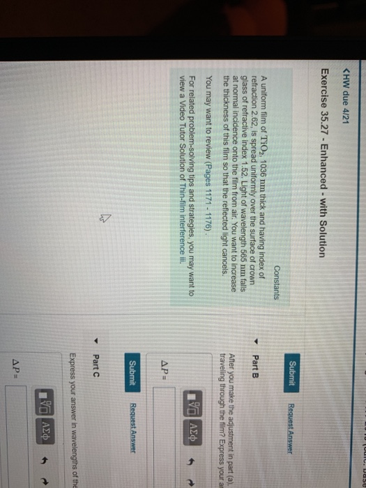 Solved KHW due 4/21 Exercise 35.27 Enhanced- with Solution | Chegg.com