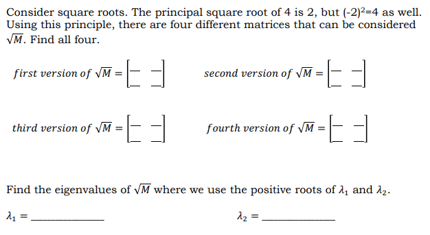 Solved 191 6] =W S Consider square roots. The principal | Chegg.com