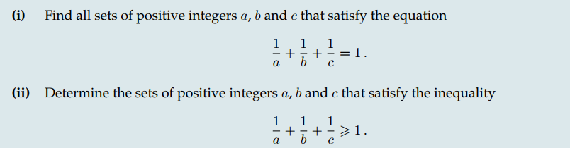 Solved (i) Find all sets of positive integers a, b and c | Chegg.com
