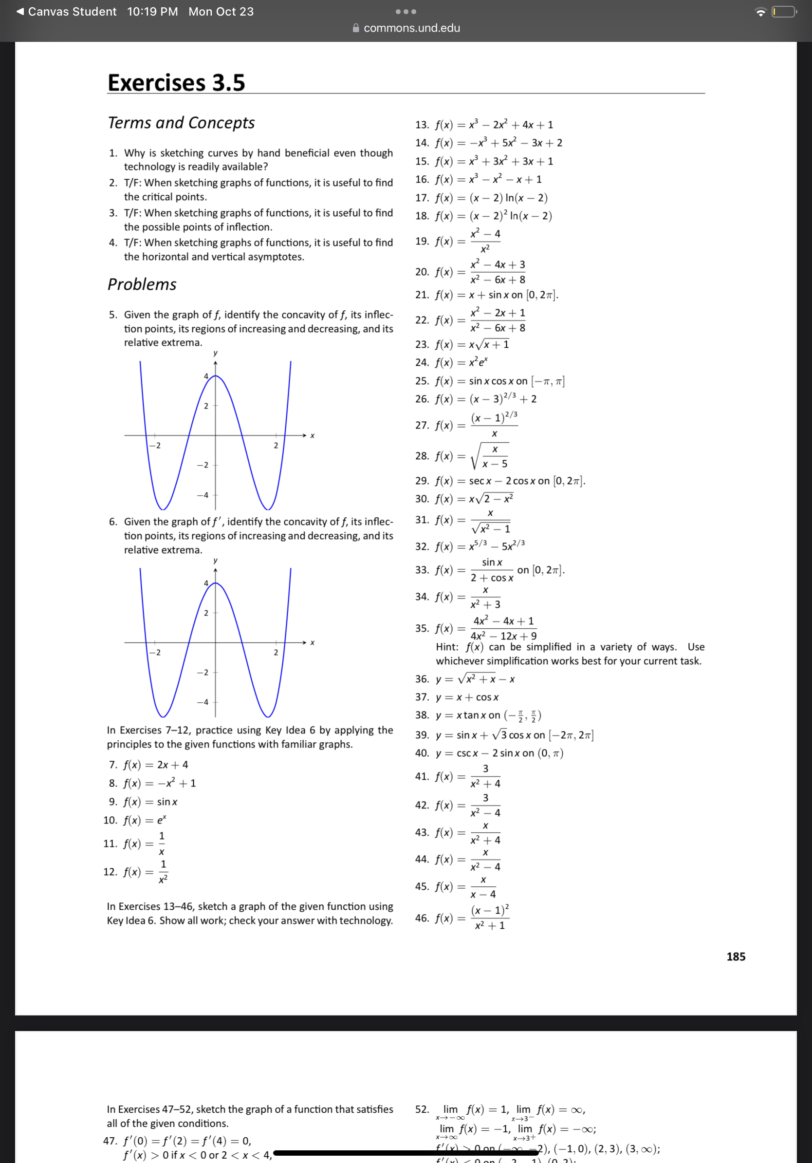 Solved Terms and Concepts 1. Why is sketching curves by hand | Chegg.com