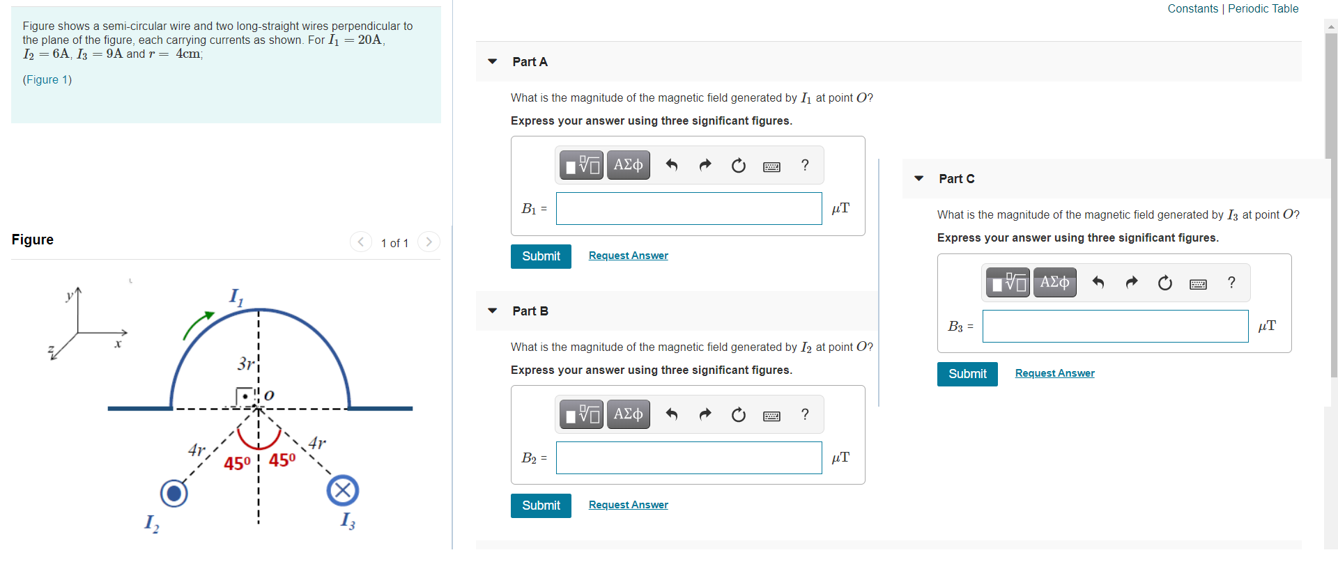 Solved Constants Periodic Table Figure shows a semi-circular | Chegg.com