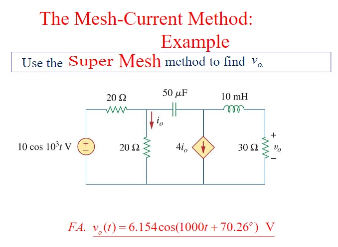 Solved The Mesh-Current Method: Example Use the Super Mesh | Chegg.com
