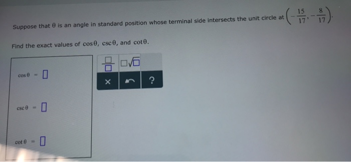 Solved Suppose That Is An Angle In Standard Position Whose