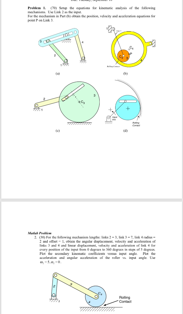 Solved Problem 1. (70) Setup the equations for kinematic | Chegg.com