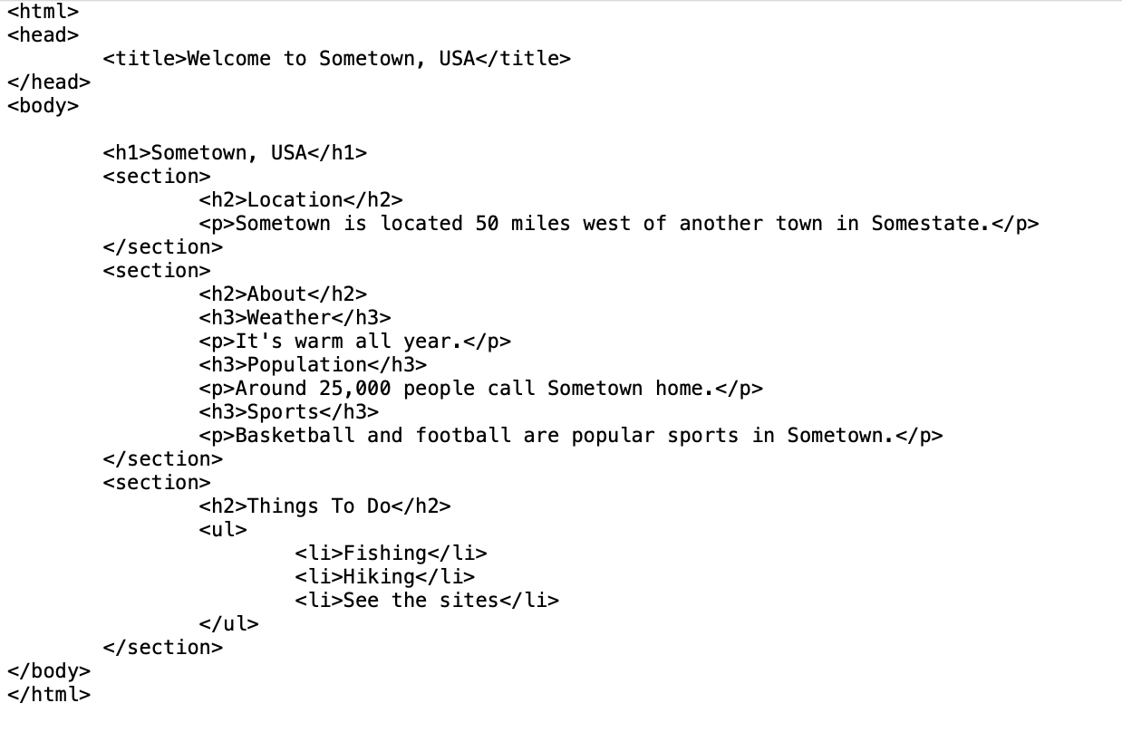 Solved Create a webpage about your hometown like the example | Chegg.com