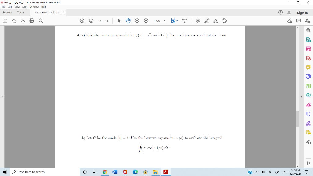Solved 4322_HW_7_fall_20.pdf - Adobe Acrobat Reader DC File | Chegg.com