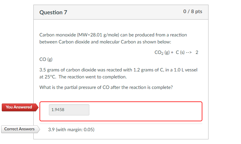 Solved Carbon monoxide ( MW=28.01 g/mole) can be produced | Chegg.com