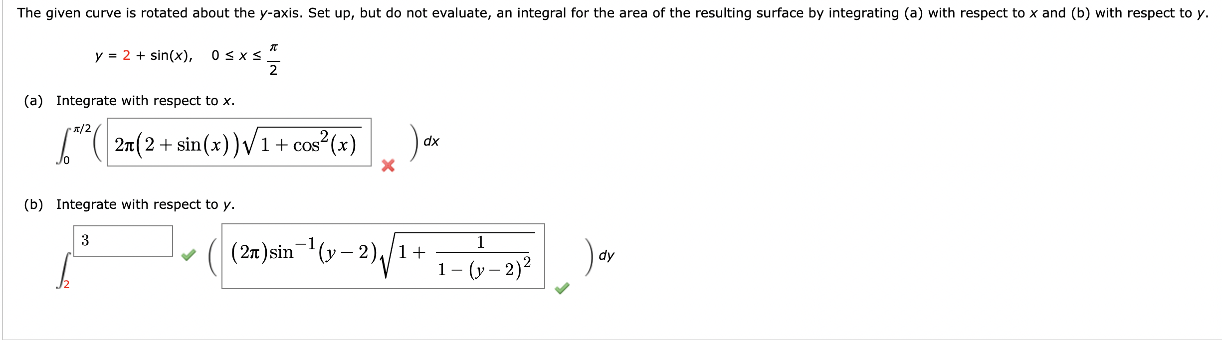 Solved The given curve is rotated about the x-axis. Set up, | Chegg.com
