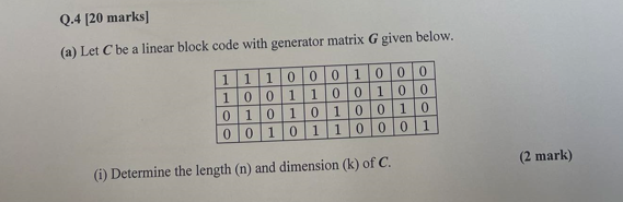 Solved Information Theory and Coding (ii) Is the code | Chegg.com