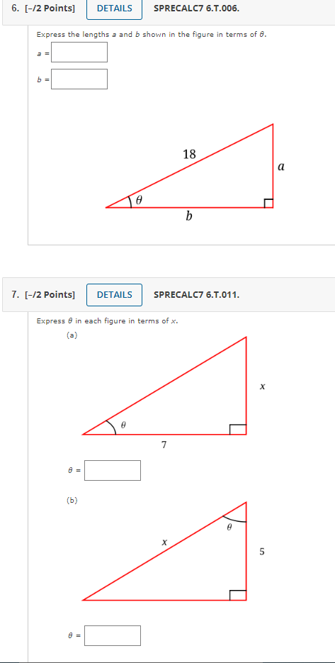 Solved Express the lengths a and b shown in the figure in | Chegg.com