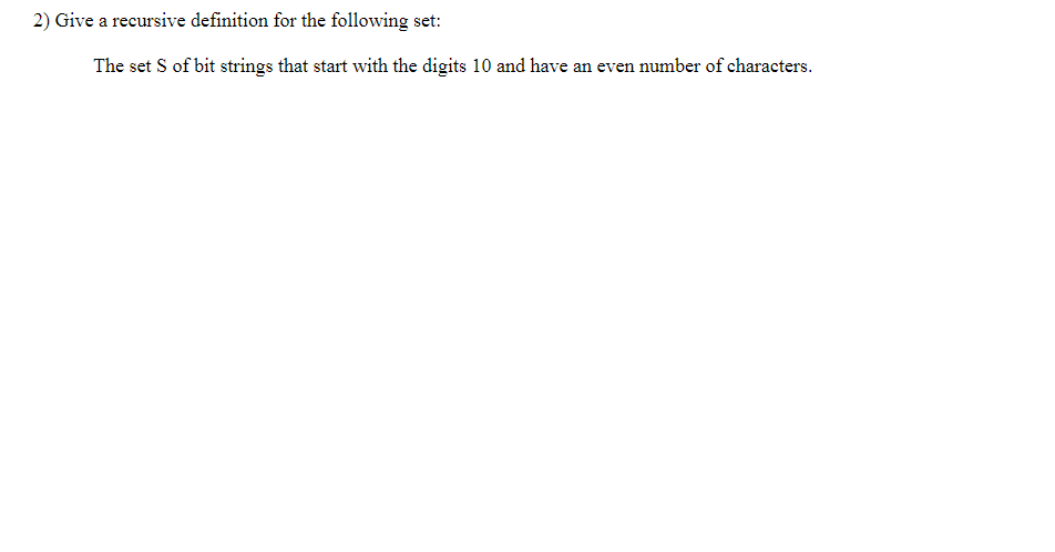 Solved 2 Give A Recursive Definition For The Following Set