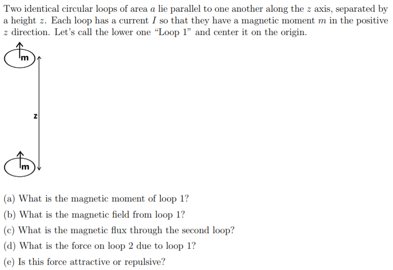 Solved Two identical circular loops of area a lie parallel | Chegg.com