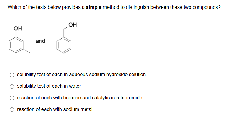 Solved Which of the tests below provides a simple method to | Chegg.com