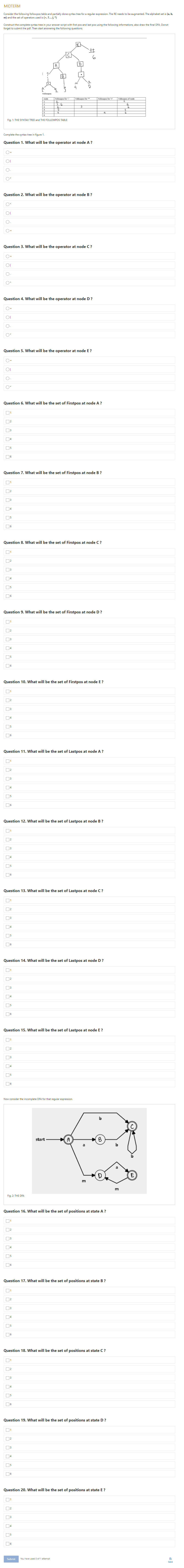 Solved MIDTERM Consider the following followpos table and | Chegg.com