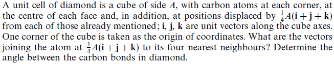 Solved A unit cell of diamond is a cube of side A, with | Chegg.com