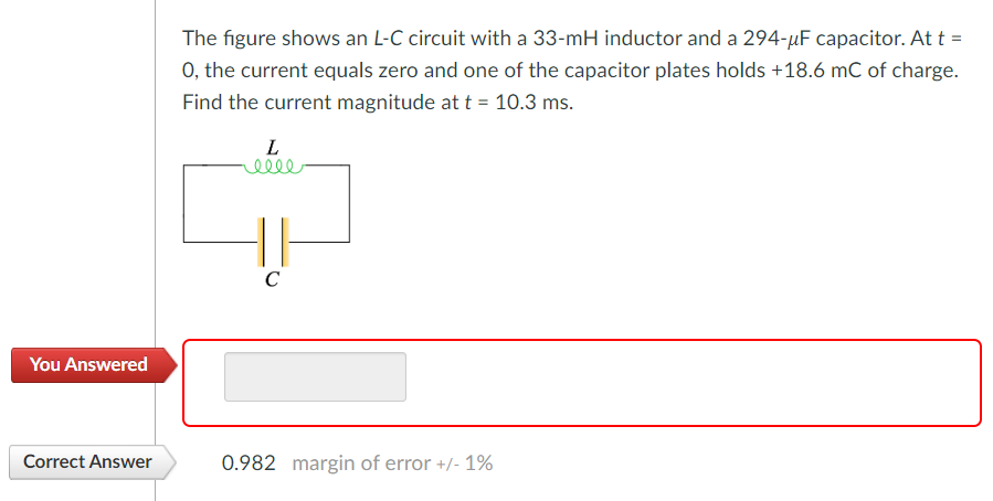 Solved The figure shows an L-C circuit with a 33−mH inductor | Chegg.com