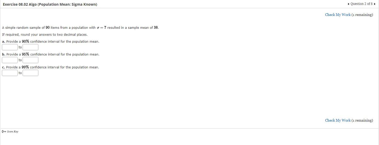 Solved Check My Work (1 remaining) A simple random sample of | Chegg.com