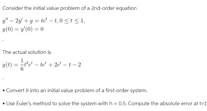 Solved Consider the initial value problem of a 2 nd-order | Chegg.com