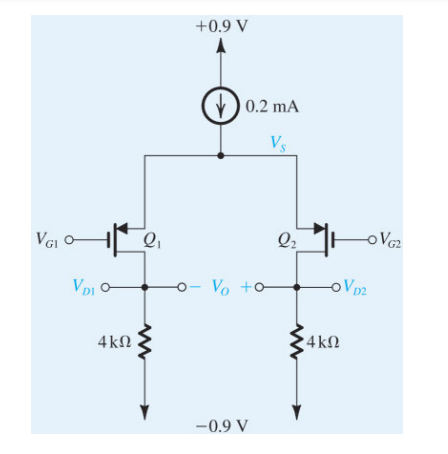 Solved For an NMOS differential pair with a common-mode | Chegg.com