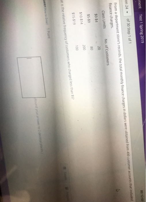 Solved ment Test 1 Spring 2019 on 24of 30 Step 1 of 1 From a | Chegg.com