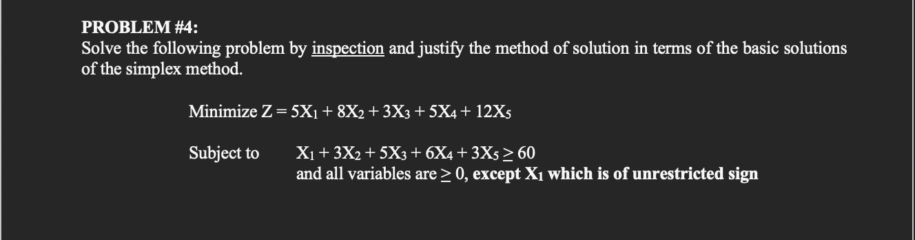 Solved PROBLEM #4: Solve the following problem by inspection | Chegg.com