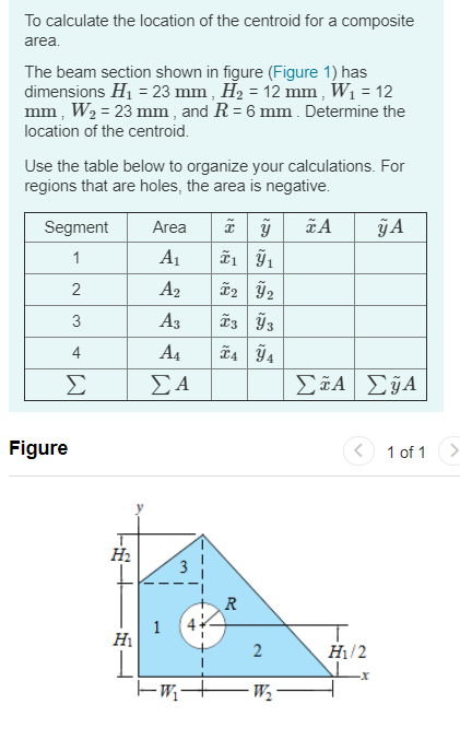 Solved To calculate the location of the centroid for a | Chegg.com