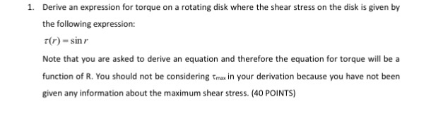 Solved Derive an expression for torque on a rotating disk | Chegg.com