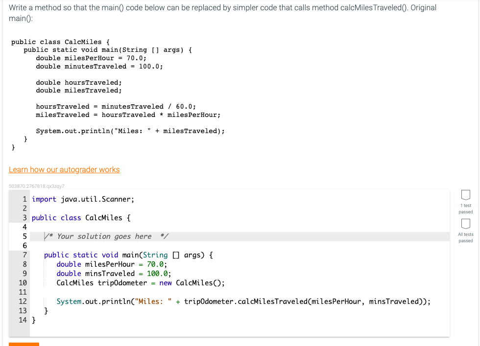 Solved Write a method so that the main() code below can be | Chegg.com