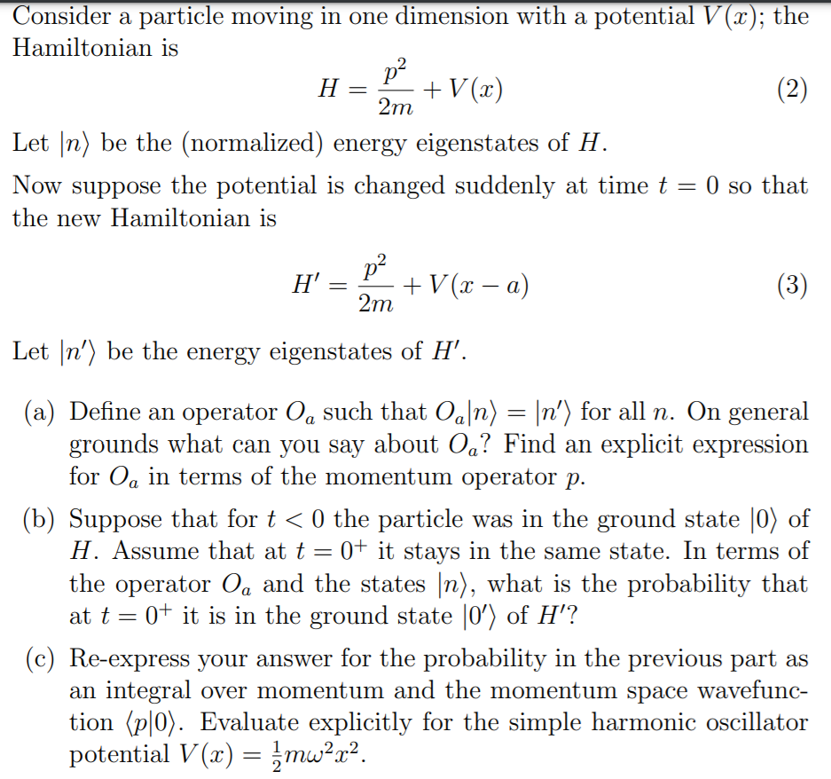 Solved Consider a particle moving in one dimension with a | Chegg.com