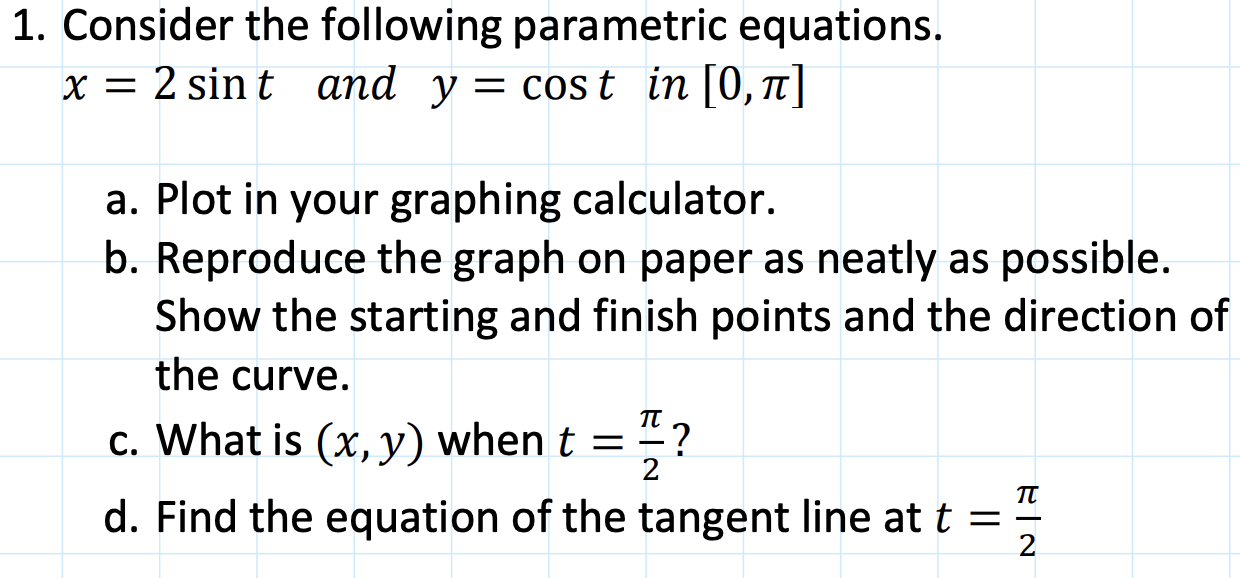 Solved Consider the following parametric equations. \\( x=2 | Chegg.com