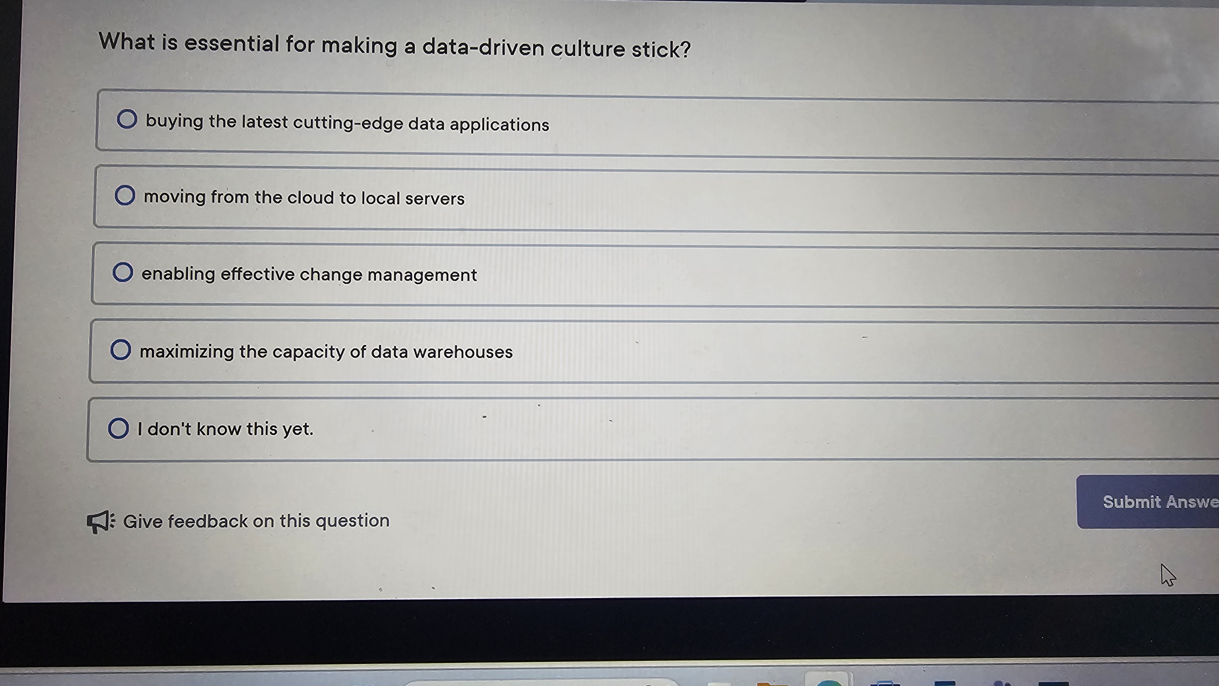 Solved What is essential for making a data-driven culture | Chegg.com
