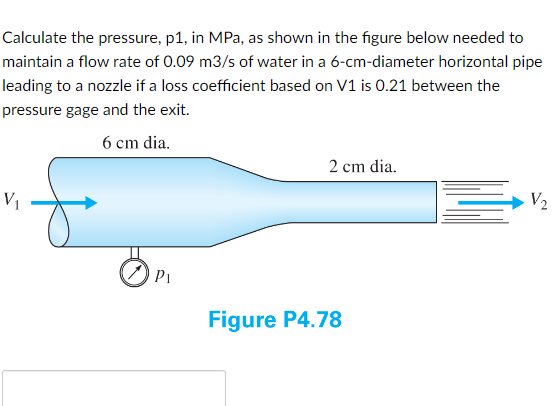 Solved Calculate the pressure, p1, ﻿in MPa, as shown in the | Chegg.com