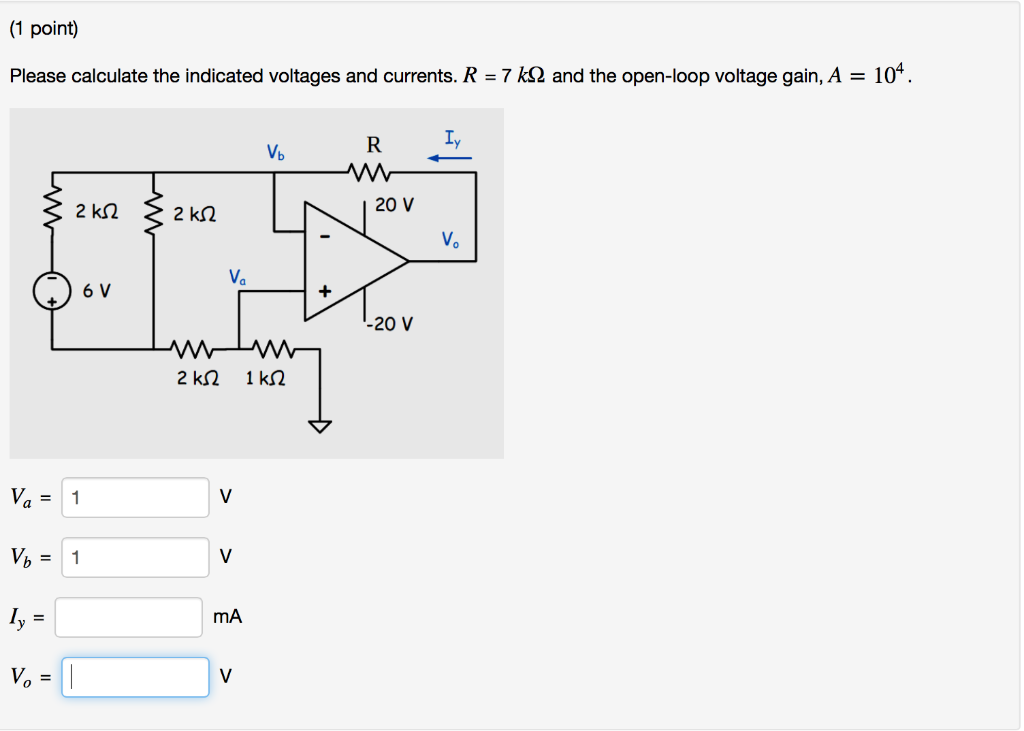Solved 1 point) Please calculate the indicated voltages and | Chegg.com