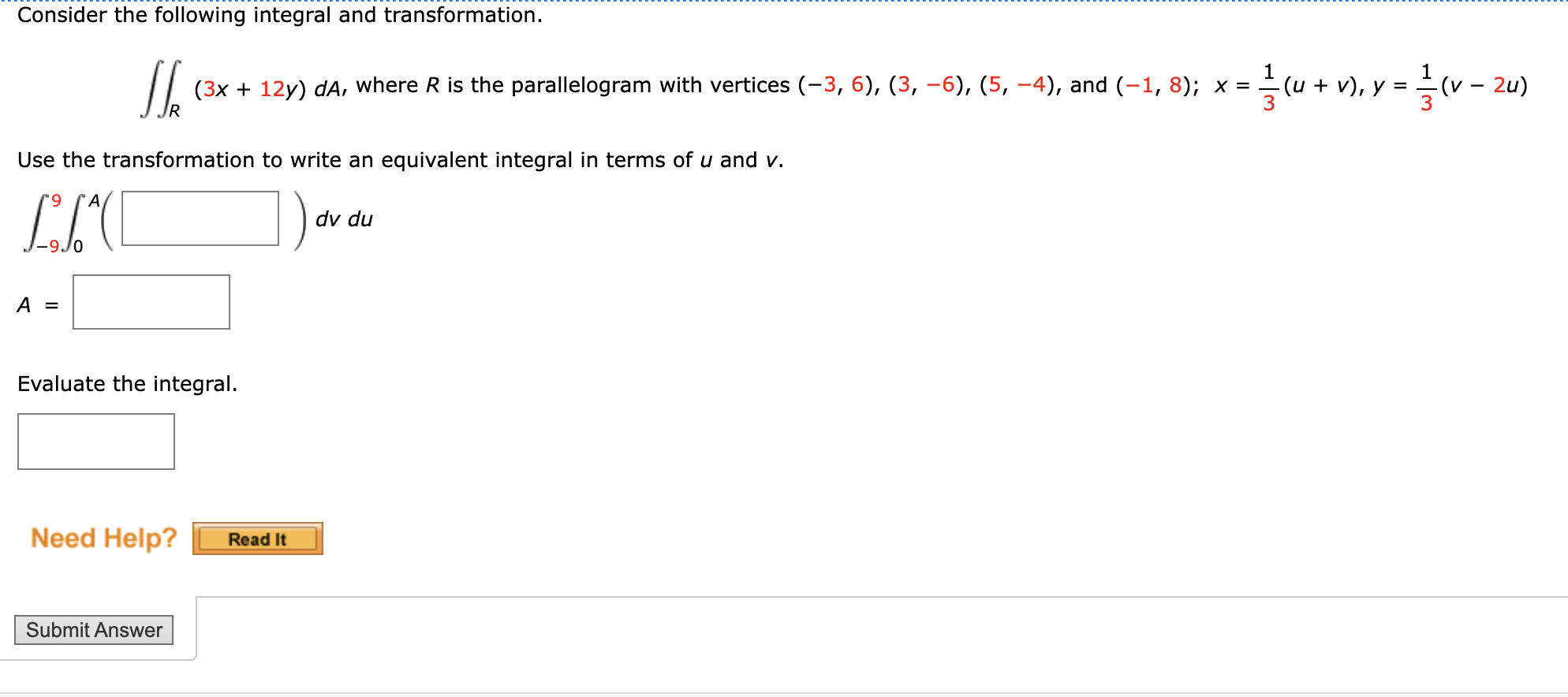 Solved Consider the following integral and transformation. 1 | Chegg.com