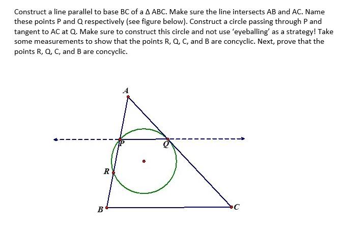 Solved Construct a line parallel to base BC of a ABC. Make | Chegg.com