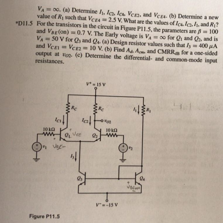 Solved find the common mode input range for the transistors | Chegg.com