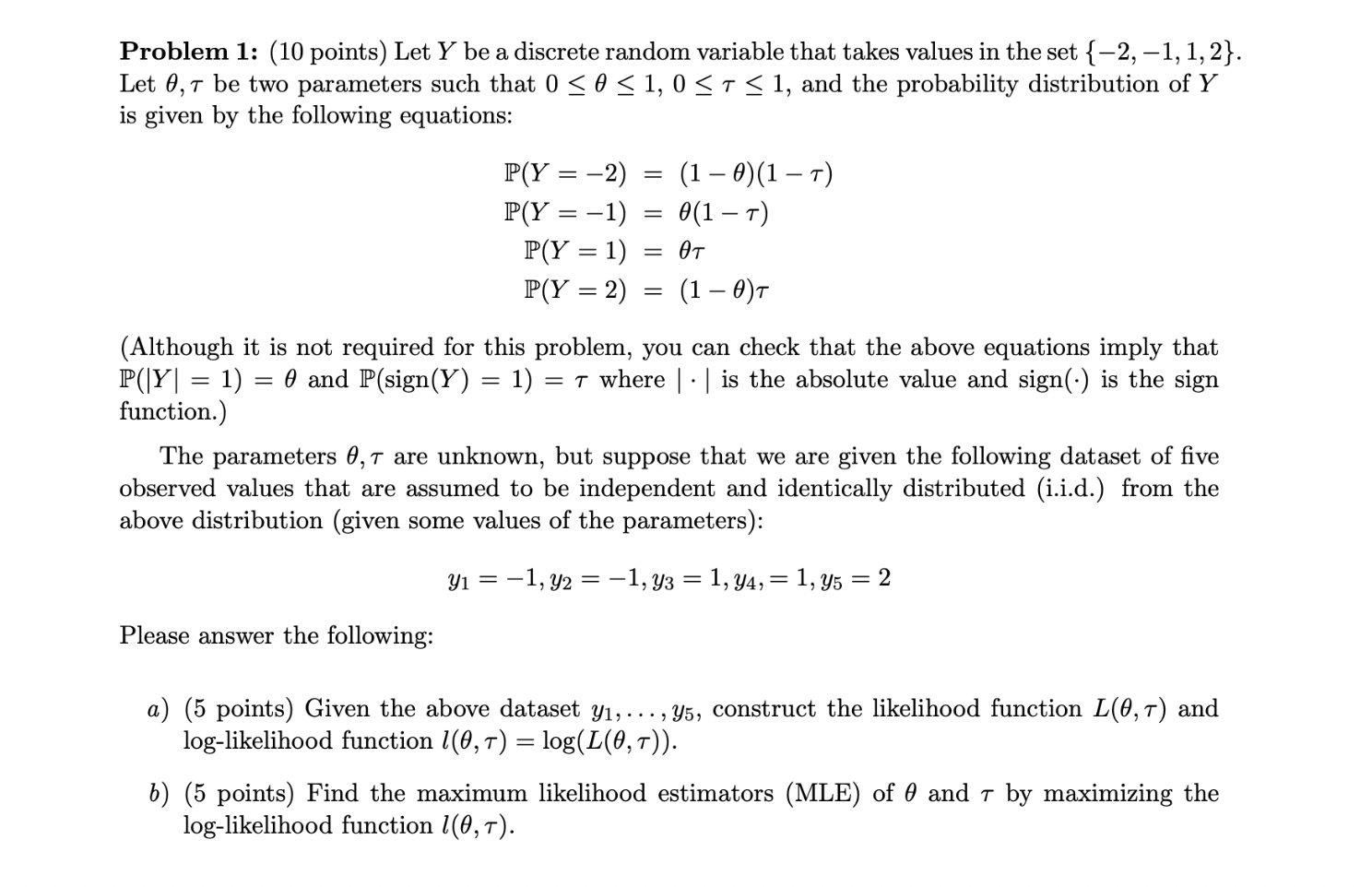 Solved Problem 1: 10 ﻿points Let Y be ﻿a discrete random | Chegg.com