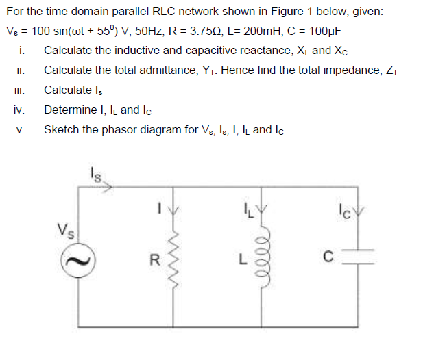 Solved For the time domain parallel RLC network shown in | Chegg.com