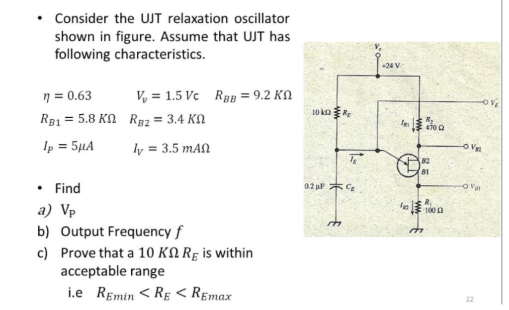 Solved • Consider the UJT relaxation oscillator shown in | Chegg.com
