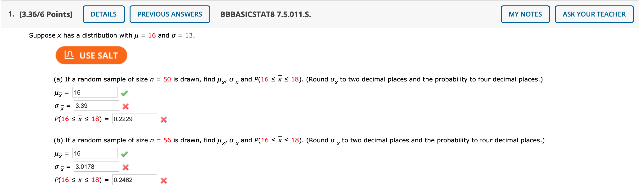 Solved 1. [3.36/6 Points] DETAILS PREVIOUS ANSWERS | Chegg.com