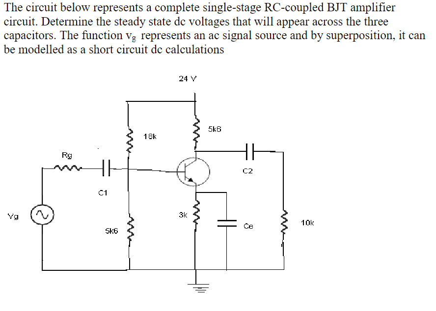 The circuit below represents a complete single-stage | Chegg.com