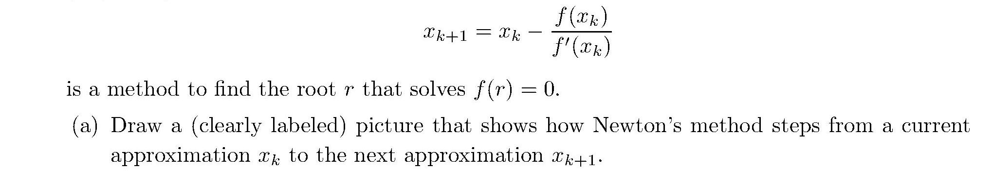 Solved f(xk) Xk+1 = xk - f'(xk) is a method to find the root | Chegg.com